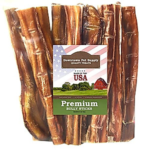 Downtown Pet Supply USA Sourced 6", 10 Pack Bully Sticks for Large Dogs, Regular - Rawhide Free Dog Chews Long Lasting and Non-Splintering - Single Ingredient, Low Odor Bully Sticks for Medium Dogs
