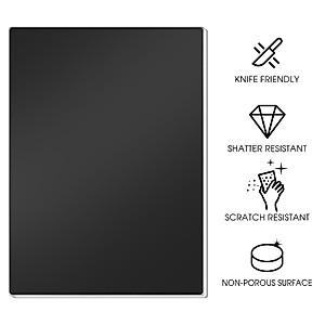 JAMBALAY Tempered Glass Cutting Board for Kitchen 12 x 16", Chopping Board with Rubber Feet, Heat Resistant, Shatter Resistant, Dishwasher Safe, Black