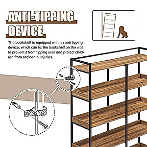 Merax 6-Tier Tall Bookshelf Bookcase, Freestanding Open Large Vintage Industrial Storage and Display Shelves for Home Office