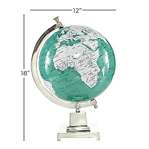 Deco 79 Aluminum Metal Globe, 12" x 12" x 18", Teal