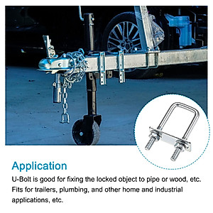 METALLIXITY U Bolts (M8x25x90mm), Square U Bolt Carbon Steel with Accessories - for Construction, Pipe