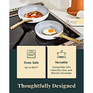 Caraway Nonstick Ceramic Mini Fry Pan With Glass Lid (1.05 qt, 8") - Non Toxic, PTFE & PFOA Free - Oven Safe & Compatible with All Stovetops (Gas, Electric & Induction) - Gray