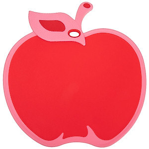SHERCHPRY Red Apple Serving Board, Fruit- shaped Cutting Board with Easy Grip Handle, Plastic Kitchen Chopping Board