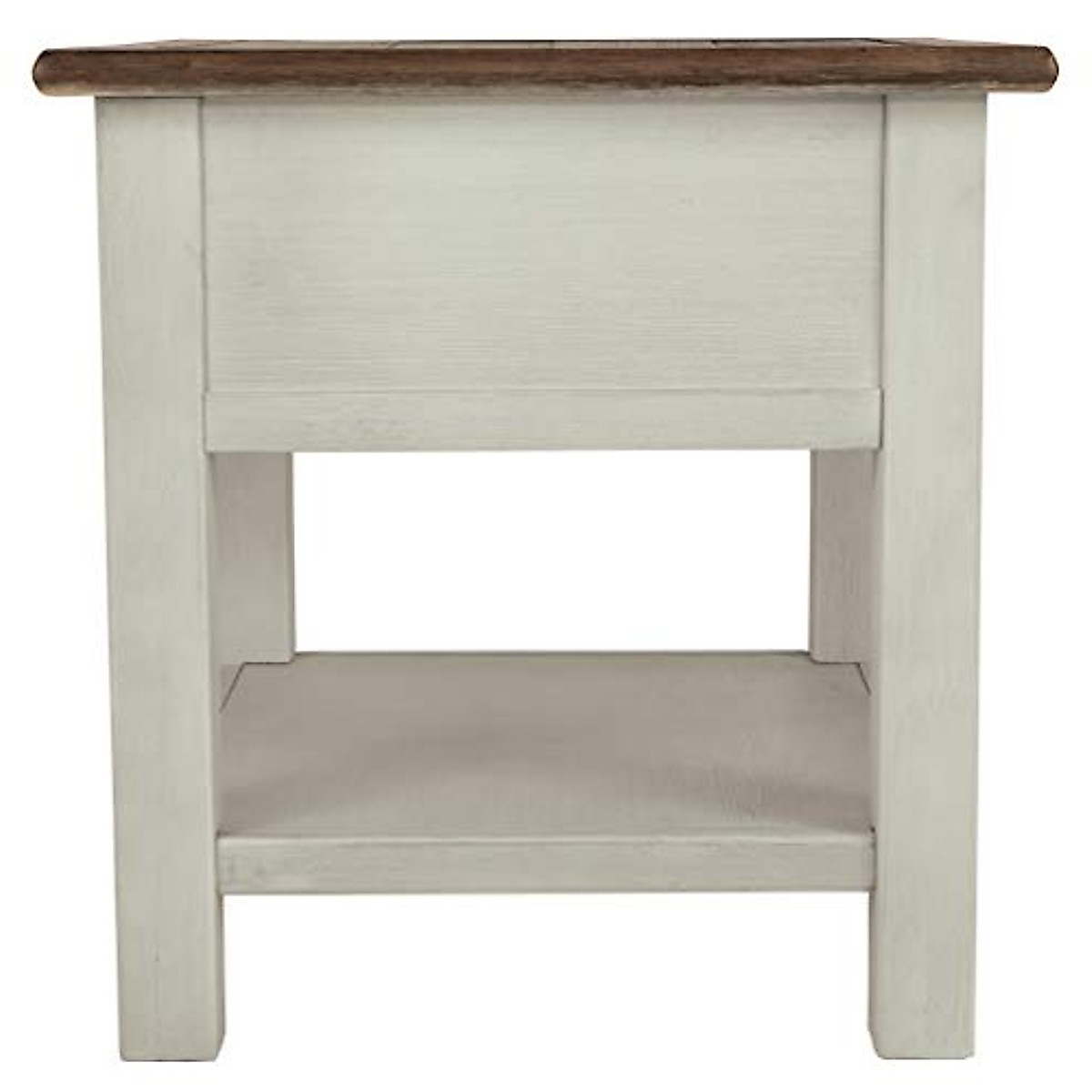 Signature Design by Ashley Bolanburg Farmhouse Square Two Tone End Table, Antique Cream