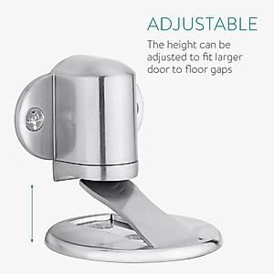 Navaris 1x Magnetic Door Stop - Magnetic Metals Door Stoppers Stopper Catch with Built-in Magnet - Magnetized Door Stop with Concealed Catch