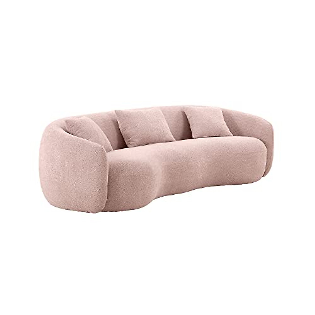 FANYE 93.6" Teddy Boucle Fabric Cloud Leisure Modern Comfy 4 Seaters Half-Moon Curved Couch,Beautiful Freestanding Sofa Perfect Shape More Decorative for Home Office Apartment Living Room, Pink