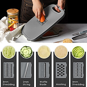 Gintan Camping Cutting Board, 9-in-1 Collapsible Chopping Board with Colander, Gifts for Campers Happy Camper,Camping Accessories for RV Campers(Blue+Grey)