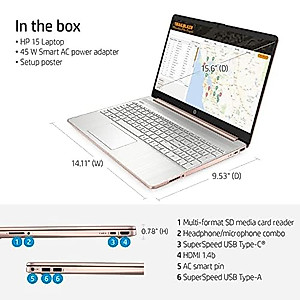 HP 2022 15 Business Laptop, 15.6 Full HD 1080P Display, AMD Ryzen 5 5500U HexaCore Processor (Beats Intel i5 1137G7), 16GB DDR4, 1TB SSD, Webcam, USB C, Windows 11, Rose Gold, YSC Accessory