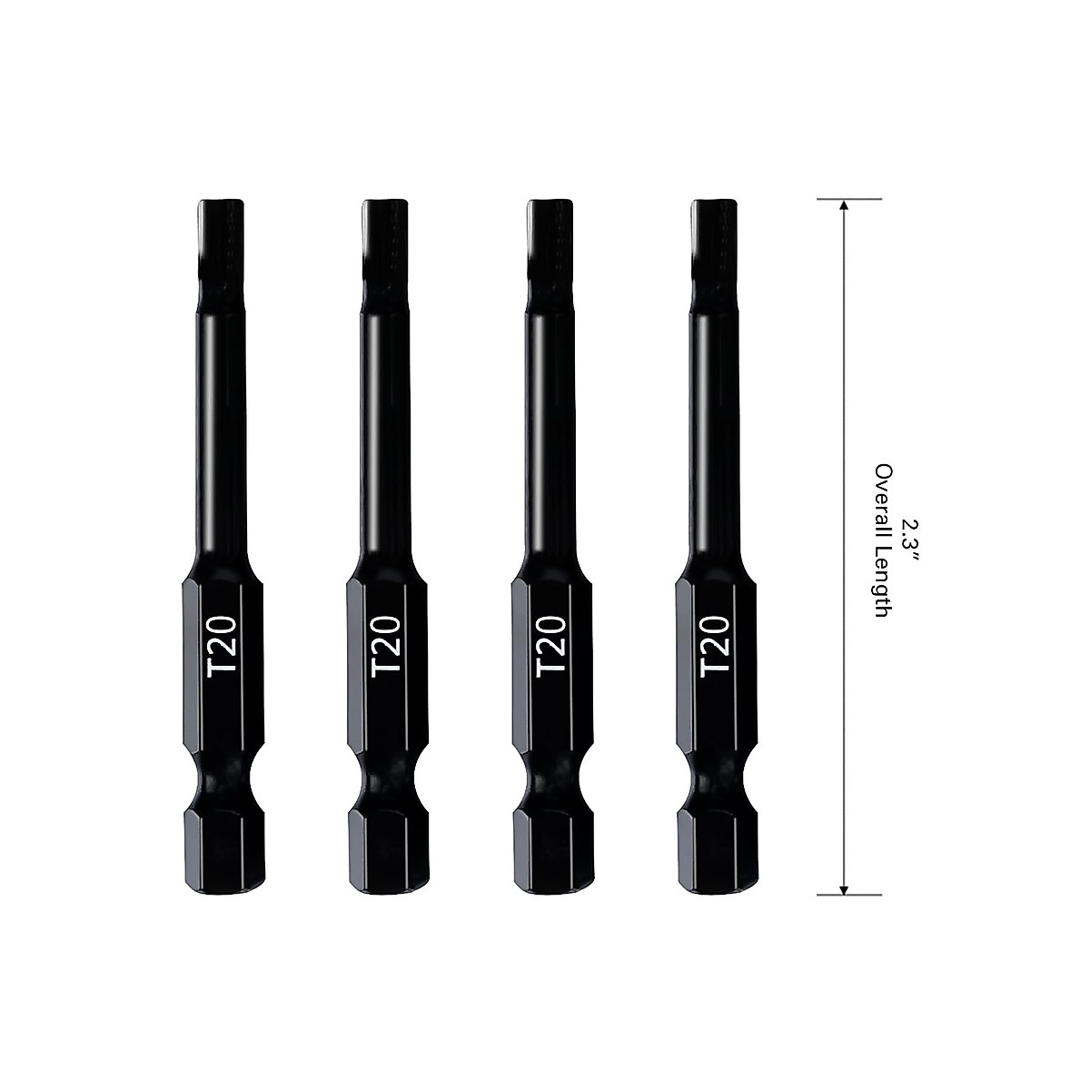 T25 Torx Bits (24 Pack - 2 Inch Impact Grade) 6 Point Torx Star Bit with Hex Shank - Hardened CRM Steel Alloy - Case Included