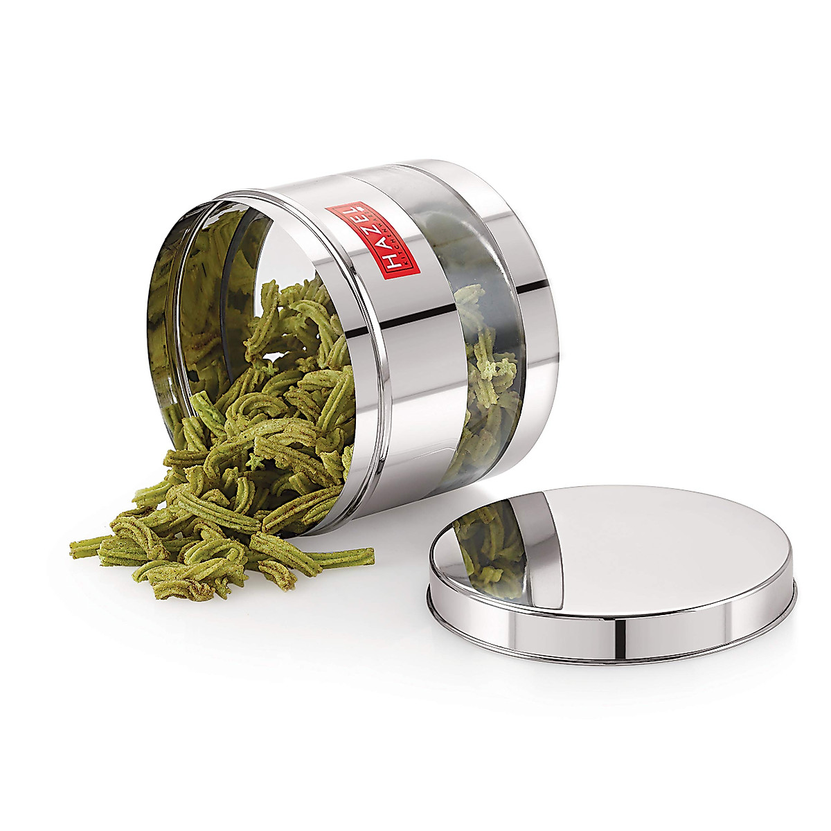 HAZEL Stainless Steel Containers Set For Kitchen Storage Transparent See Through Glossy Finish Storage Jars Dabba, Set of 6, 1500 ML Each, Silver