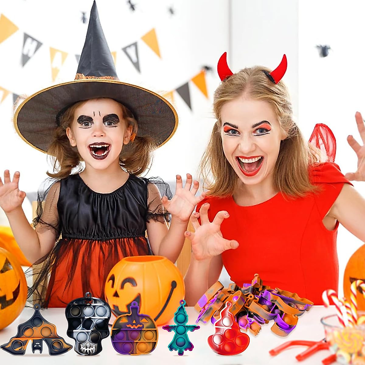 Halloween Party Favors for Kids Pop Fidget Toys Bulk It 30 Pack,Halloween Party Supplies Halloween Classroom Favors Mini Pop Keychain Its Halloween Prizes for Kids Bulk Halloween Toys Bulk Goodie Bag