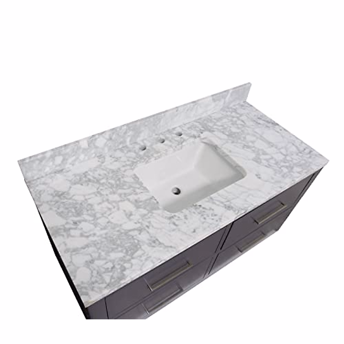 Kitchen Bath Collection Helsinki 48-inch Floating Bathroom Vanity (Carrara/Marine Gray): Includes Marine Gray Cabinet with Carrara Countertop and White Ceramic Sink