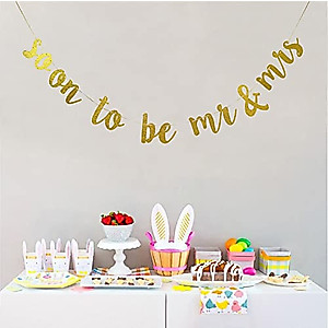 YaFeiDa Soon to Be Mr&Mrs Banner Future Mr & Mrs Banner for Engagement Bridal Shower Bride and Groom Party Decorations Pre-Strung Sign (Gold),SKA-NB018