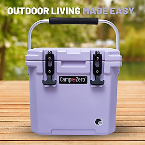 CAMP-ZERO 12L-12.6 Quart Portable Hard Cooler Ice Chest, Perfect for Drinks, Lunch, Beach, Picnics, Boating, Camping and Travel with 2 Molded-in Cup Holders and Folding Aluminum Handle