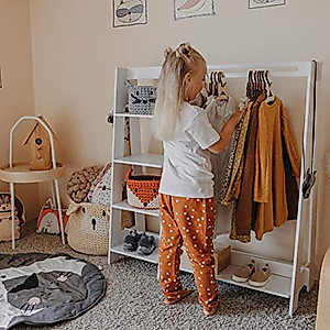 Sweet Home from wood Children’s Wardrobe - Wooden Clothes Rack with Hanging Rail & Display Shelf for Children - DIY Dressing Furniture, Open Closet for Kids, Easy to Assemble (White)
