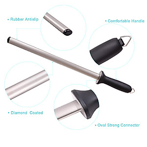 Wiitek 12inch Diamond Knife Honing Rod, Professional Chef Knife Sharpener Steel, Best Knife Honer, Kitchen Appliances, Ideal for Chef Knife, Cooking Knife, Butcher Knife and Japanese Knife