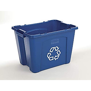 Rubbermaid Commercial Products, Recycling Bin/Box for Paper and Packaging, Stackable, 14 GAL, for Indoors/Outdoors/Garages/Homes/Commercial Facilities, Blue (FG571473BLUE)