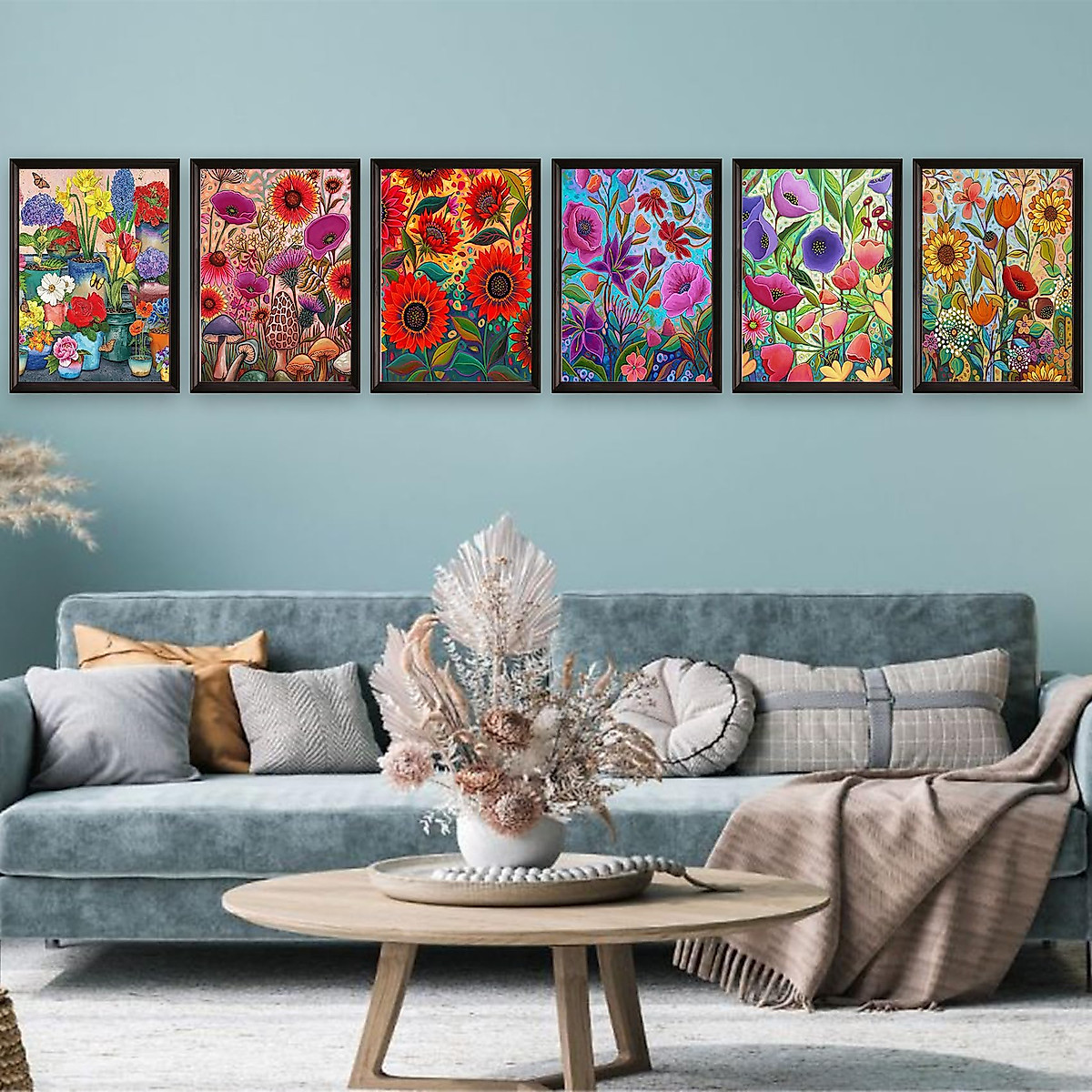 hkejoi Paint by Number for Kit Adults Canvas,Adults Paint by Numbers Kits,Acrylic Flowers Painting by Numbers for Adults for Home Wall Decoration and 16X12inch