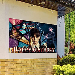 5 x 3 FT Wednesday New Addams TV Show Backdrop, Wednesday Party Decorations Background for Kids Birthday Party