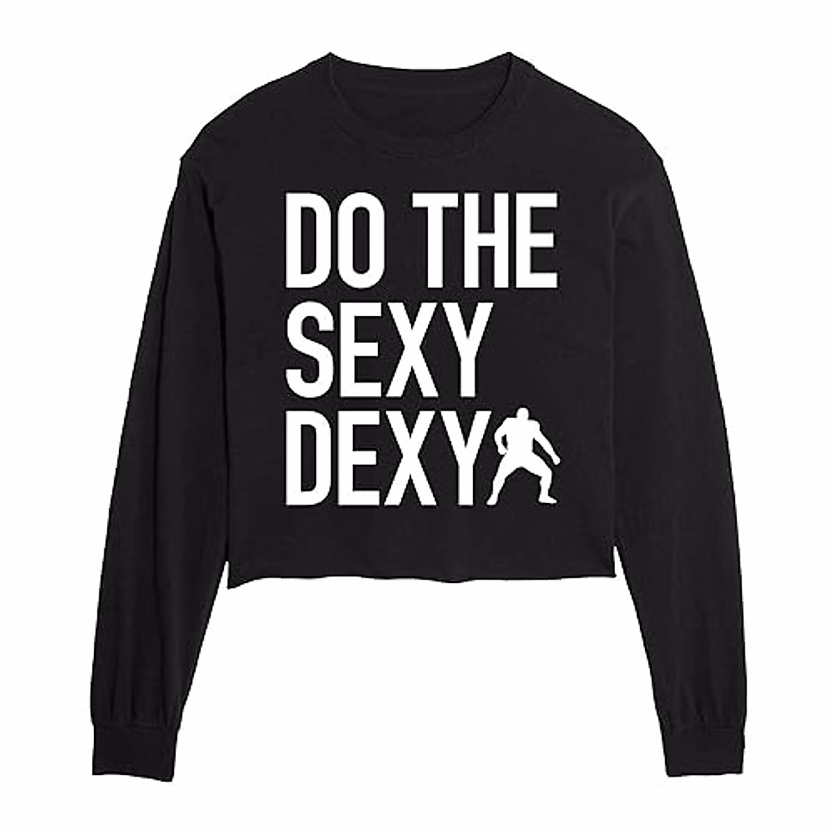 Instant Message - Do The Sexy Dexy - Juniors Cropped Long Sleeve T-Shirt - Size X-Large Black