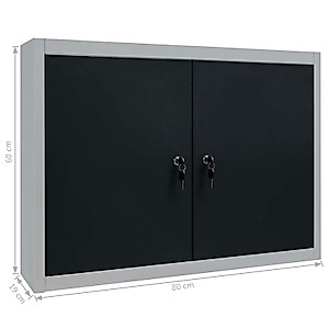 Tidyard Wall Mounted Tool Cabinet with Adjustable Storage Shelves and Euro Holes Industrial Style Lockable Metal Tool Storage Unit for Workshop Garage 31.5 x 7.5 x 23.6 Inches (W x D x H)