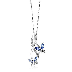 Gem Stone King 925 Sterling Silver Blue Tanzanite Necklace | Butterfly Infinity Pendant Necklace for Women | 1.21 Cttw | December Gemstone Birthstone | with 18 Inch Silver Chain