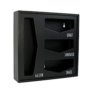 Pandability Premium Storage Bag Organizer for Drawer – Kitchen Organization – Food Storage Container - Compatible with Ziplock Style Bags, Quart Bags & Gallon Bags – Bamboo w/Farmhouse Font - Black