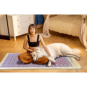 Healthyline Advanced Infrared Heating Pad - Amethyst, Tourmaline and Jade Gemstones - Heated Mat with LED Red Lights, Negative Ions and Hot Crushed Stones (Full Pro 74" x 28")