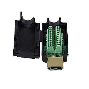SinLoon 2 Pack HDMI Solderless Adapter Gold Plated HDMI Extension Cable Connector Signals Terminal Breakout Board Free Welding Connector with Plastic Cover Screwdriver