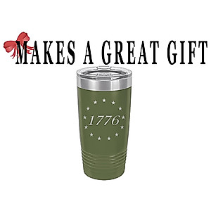 Rogue River Tactical Betsy Ross 1776 American USA Flag 20 Oz. Travel Tumbler Mug Cup w/Lid Vacuum Insulated Hot or Cold Military Vet Gift (Green)