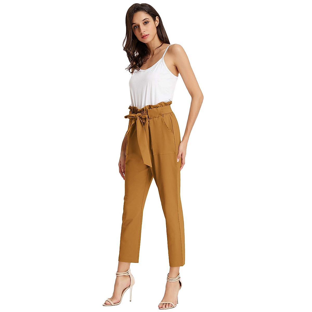 GRACE KARIN Womens Pants 2024 Work Business High Waisted Casual Dress Flowy Trousers Ginger