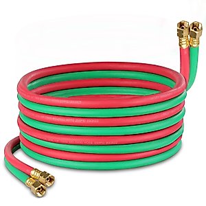 ABN Oxy Acetylene Torch Hose, 25 Foot x 1/4 Inch - B Fitting Twin Cutting Torch Hose for Welding