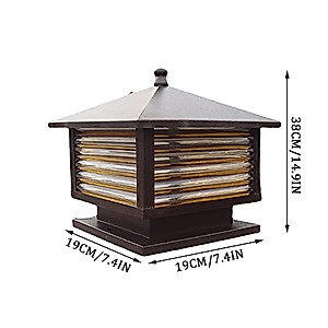 JSBDPHW European Style LED Pillar Lamp Outdoor Courtyard Garden Column Light Waterproof IP65 Aluminum Square Post Light Villa Fence Gate Decoration Landscape Light