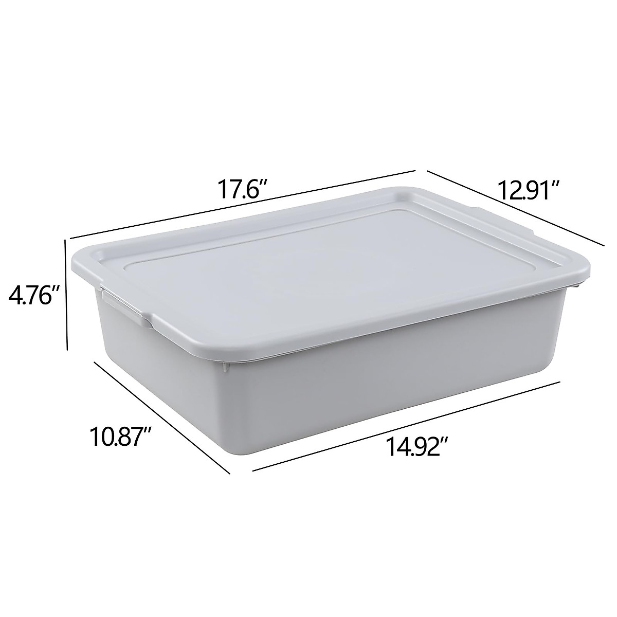 Jandson 3-Pack 13 L Commercial Bus Tub Box, Plastic Restaurant Bus Tubs with Lids, Grey