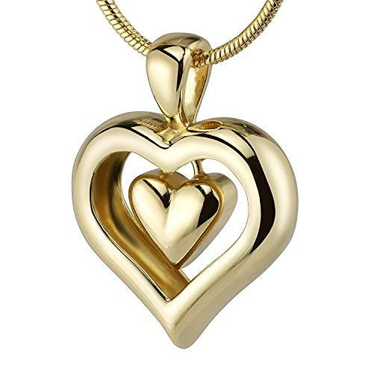 18k Gold Finish Cremation Jewelry Urn Heart Pendant Memorial Keepsake Locket Necklace for Ashes and 20" Gold Chain, The Eternity Heart