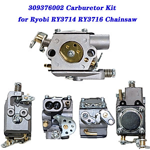 Toolyuan 309376002 Carburetor Kit for Ryobi RY3714 RY3716 Chainsaw with Adjustment Tool Spark Plug Primer Bulb