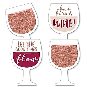 Big Dot of Happiness But First, Wine Tasting Party Essentials Glass Decorations DIY - Set of 20