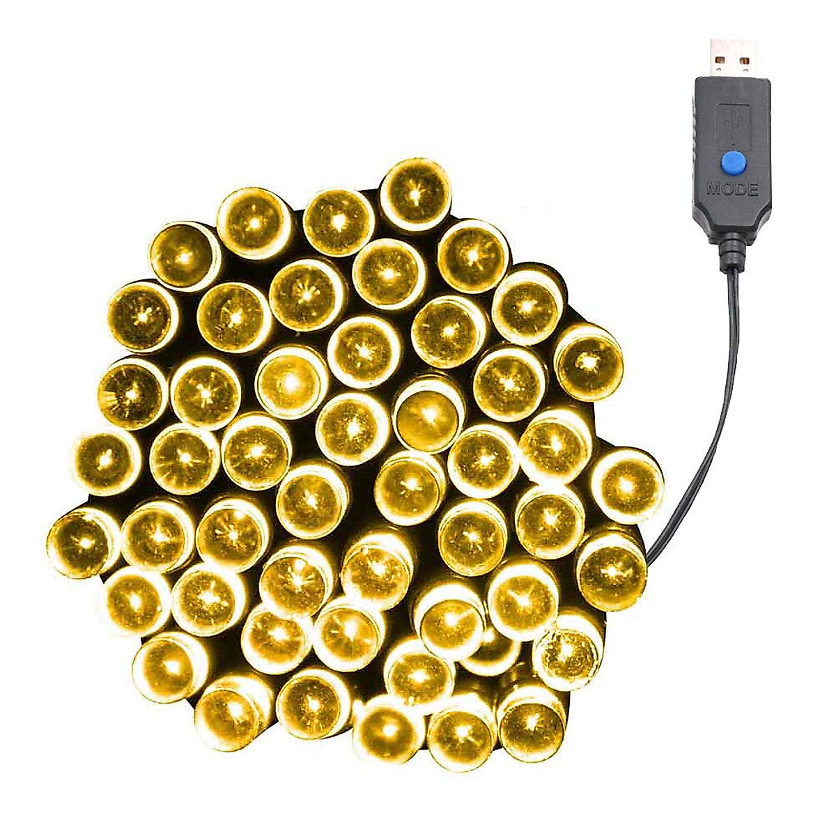 XUNATA Waterproof String Lights Outdoor, 50 LEDs 33ft Starry USB Powered 8 Modes Setting Light, for Indoor Outdoor Wall Decoration Wedding Party Home Garden(Warm White)