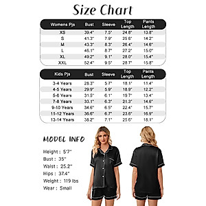 Schbbbta Kids Satin Pajamas, 2 Pcs Sleepwear Short Sleeve Silk Satain Summer Pajama Set for Teen Girls and Boys, Dark Black, 9-10 Years = Tag 150