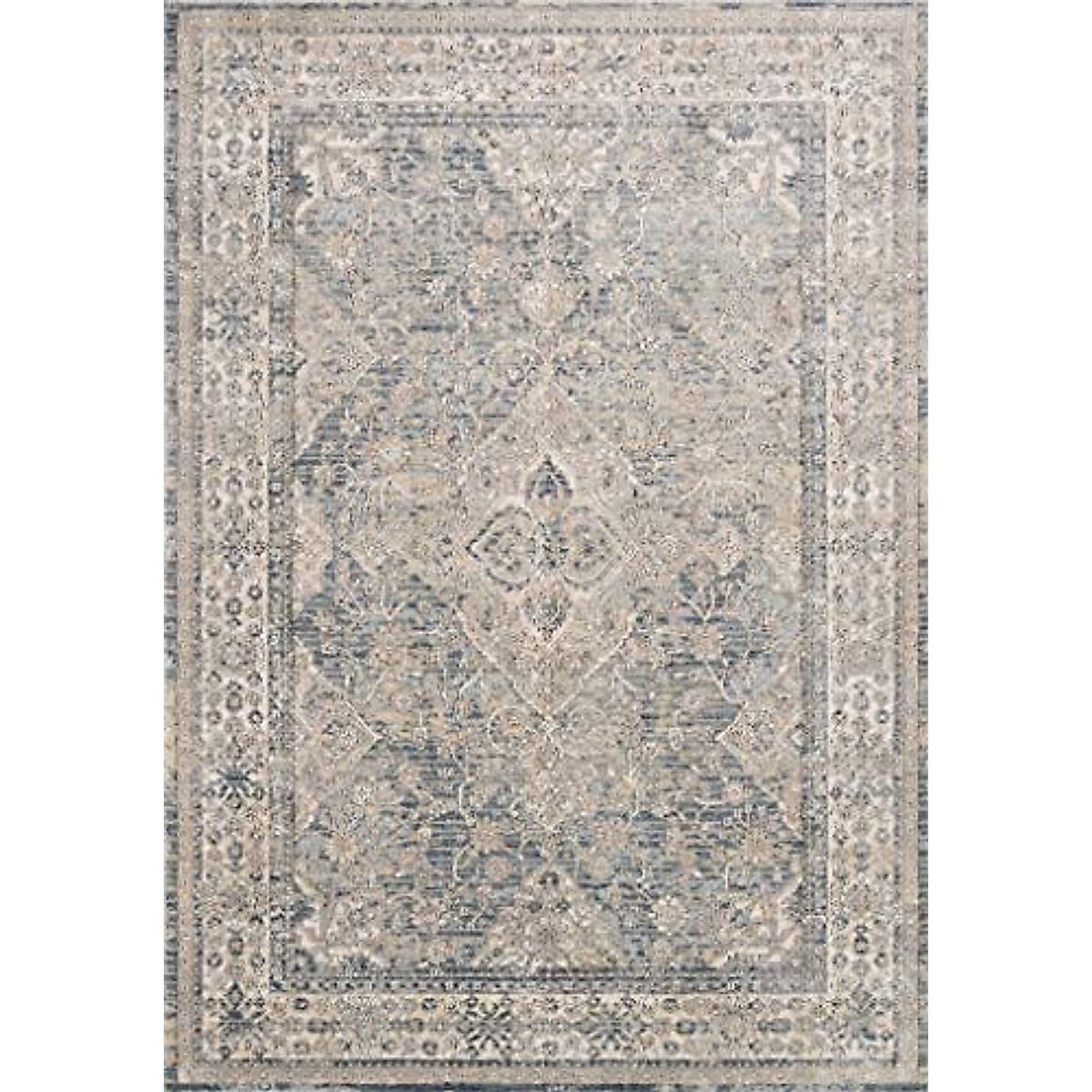 Loloi II Teagan Collection TEA-04 Sky / Natural 7'-11" x 10'-6", .25" Thick, Area Rug, Soft, Durable, Neutral, Woven, Low Pile, Non-Shedding, Easy Clean, Living Room Rug