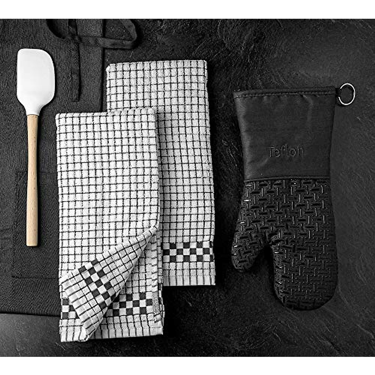 Xlnt Extra Long Oven Mitts (Black) | Teflon EcoElite Water Repellent | Heat Resistant for Oven Cooking, Grill & BBQ | Non Slip Gloves with Teflon EcoElite Finish, Cotton Lining & Hanging Loop