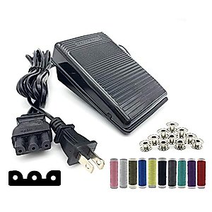 BRIGHTLYLIT Foot Pedal and Power Cord for Singer Sewing Machine,D Shape Plug,Apply to Singer 2277 4411 4423 1012 1107 1120 1130 1408 1507 1748 2250 3207 4102 50T8 6239 7322 (359102-001)