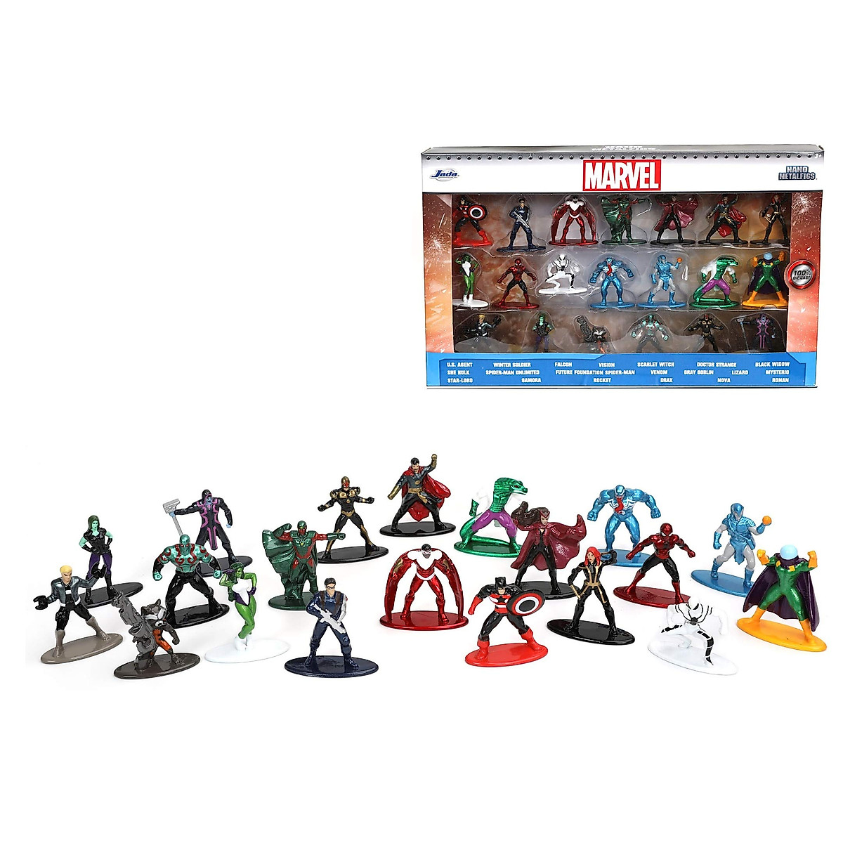 Jada Toys 253225016 Marvel Other Venom Set of 20 Collectible Figures, Wave 4, 20 Pieces/Set, Die-cast, 4 cm, Multicoloured
