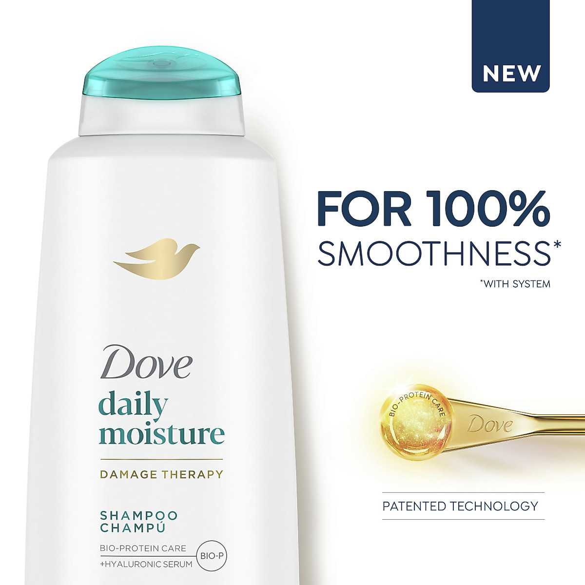 Dove Damage Therapy Shampoo Daily Moisture for Dry Hair Shampoo with Bio-Protein Care 20.4 fl oz