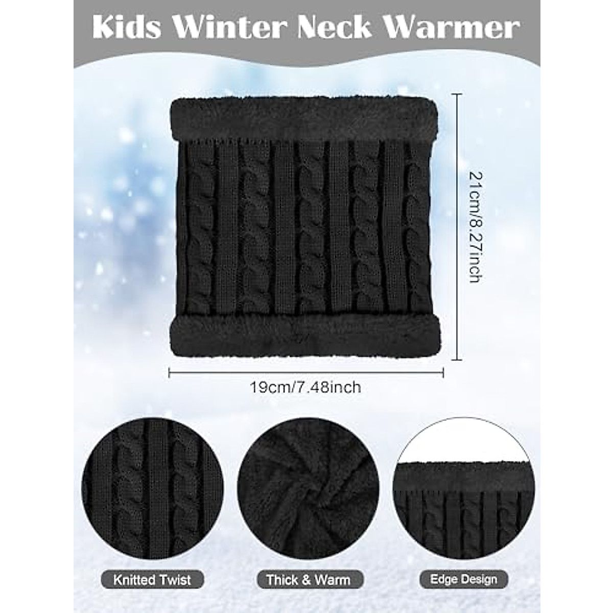 3PCS Kids Winter Hat Scarf Gloves Set Knit Thick Warm Toddler Pompom Beanie Neck Warmer for Girls Boys