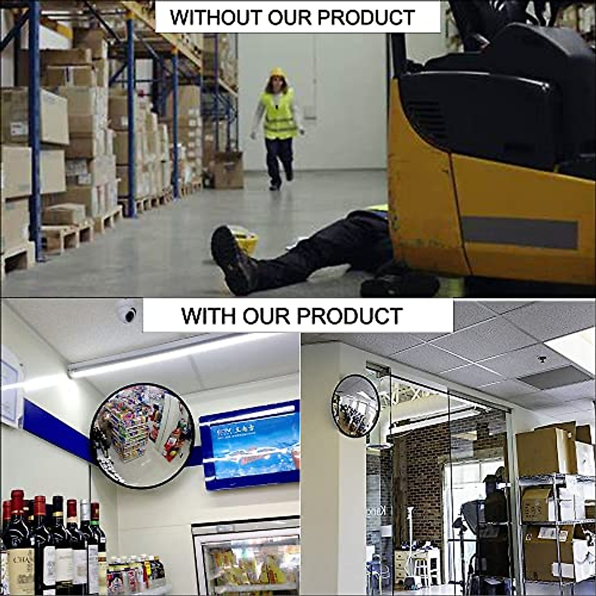 Convex Mirror Concave Mirror 9"(22cm) Corner Mirror Blind Spot Office, Driveway, Offices, Stores Traffic Safety Mirror Adjustable Fixing Bracket Cubicle Mirror Convex