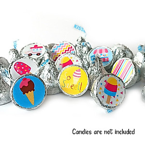 Ice Cream Labels for HERSHEY’S KISSES chocolates by Adore By Nat - Sweet Shop Candy Sticker Party Favor - Set of 240