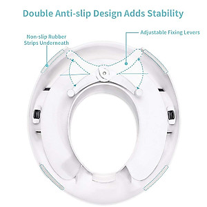 Potty Trainer Toilet Chair Seat For Kids Boys Girls & Toddlers - With Cushion Handles, Seat And Backrest - Includes Anti Slip Material & Adjustable Security Levers For Added Stability. (White)