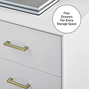 Classic Brands Canton 4 Drawer Wood Dress with 2 Drawer Top Storage Hutch, White