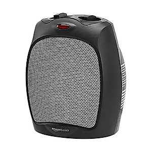 Amazon Basics 1500W Ceramic Personal Heater with Adjustable Thermostat, Black